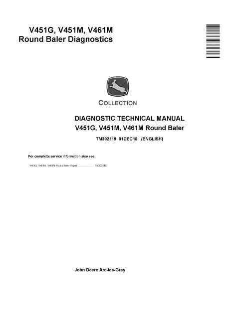 JOHN DEERE V451G, V451M, V461M ROUND BALER TM302119 - ONLINE PDF MANUAL ...