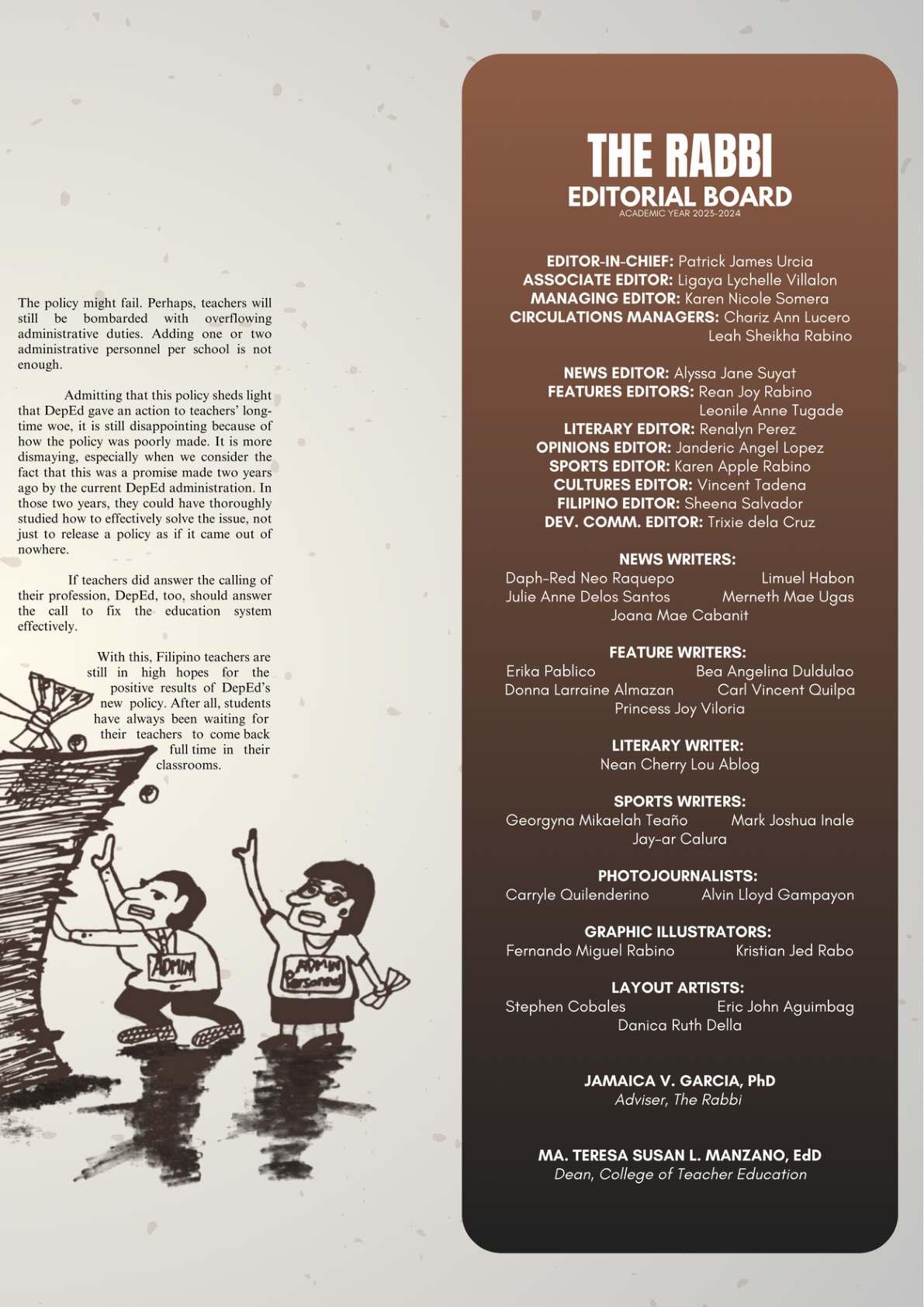 The Rabbi Publication 1st Issue, Academic Year '23-'24 (Dalliasat) by ...