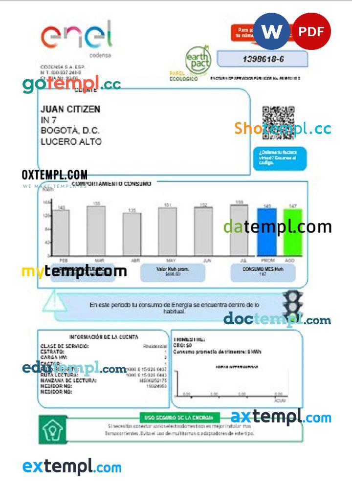 Colombia ENEL energy utility bill template in Word and PDF format by shottempl - Issuu