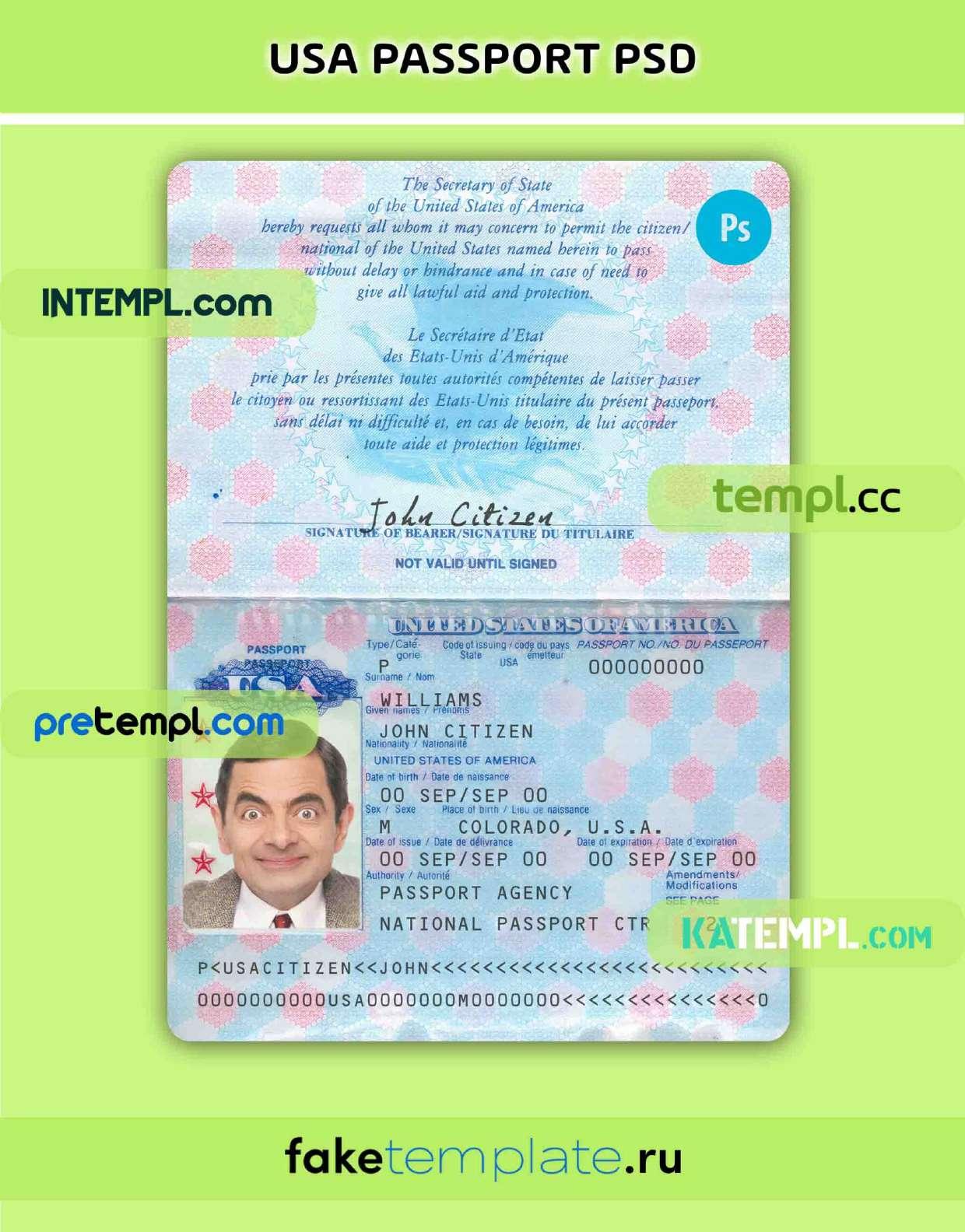 USA passport PSD download template, pre-2007 by intemplpassport - Issuu