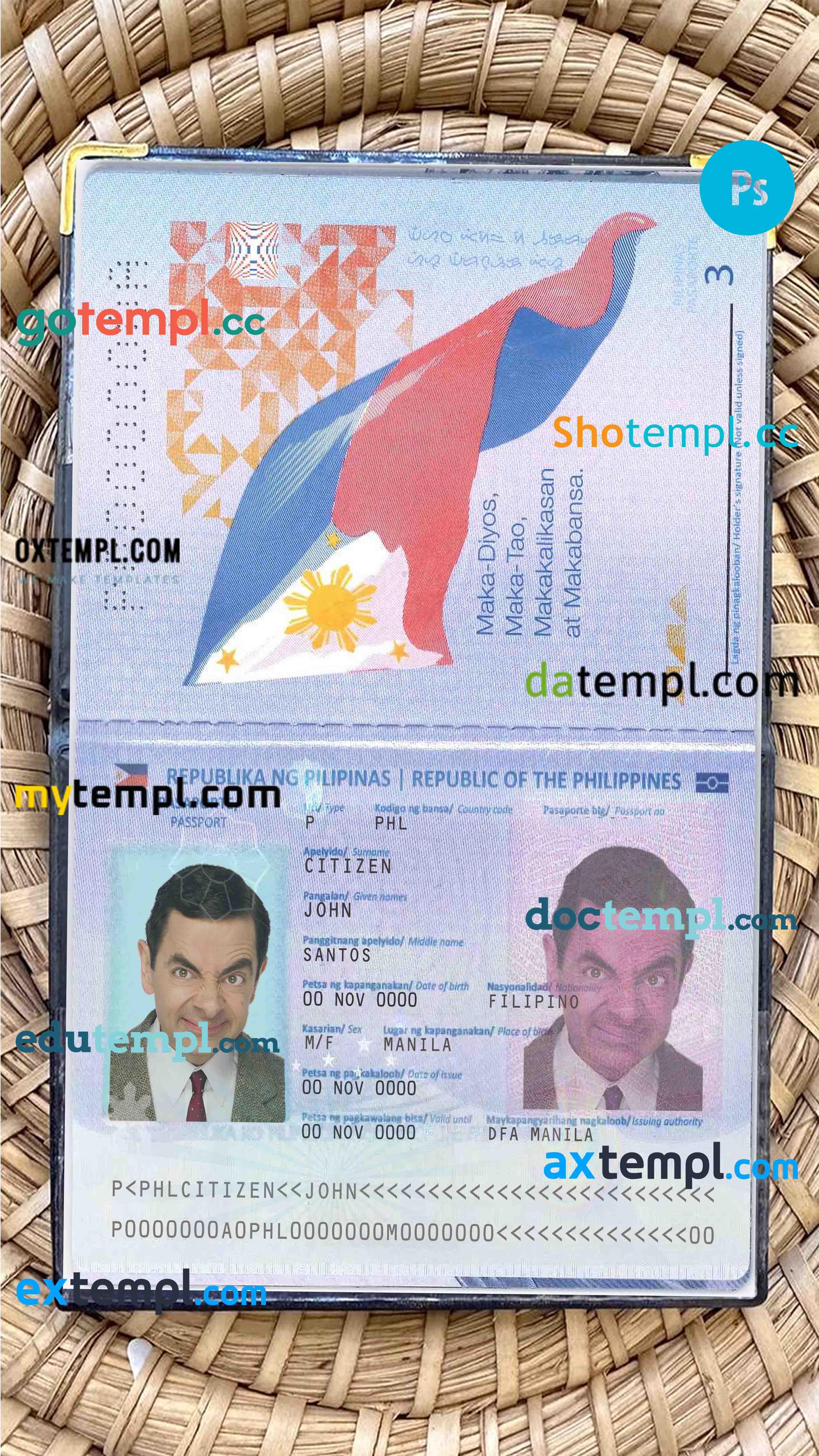 Philippines passport editable PSDs, scan and photo-realistic snapshot ...
