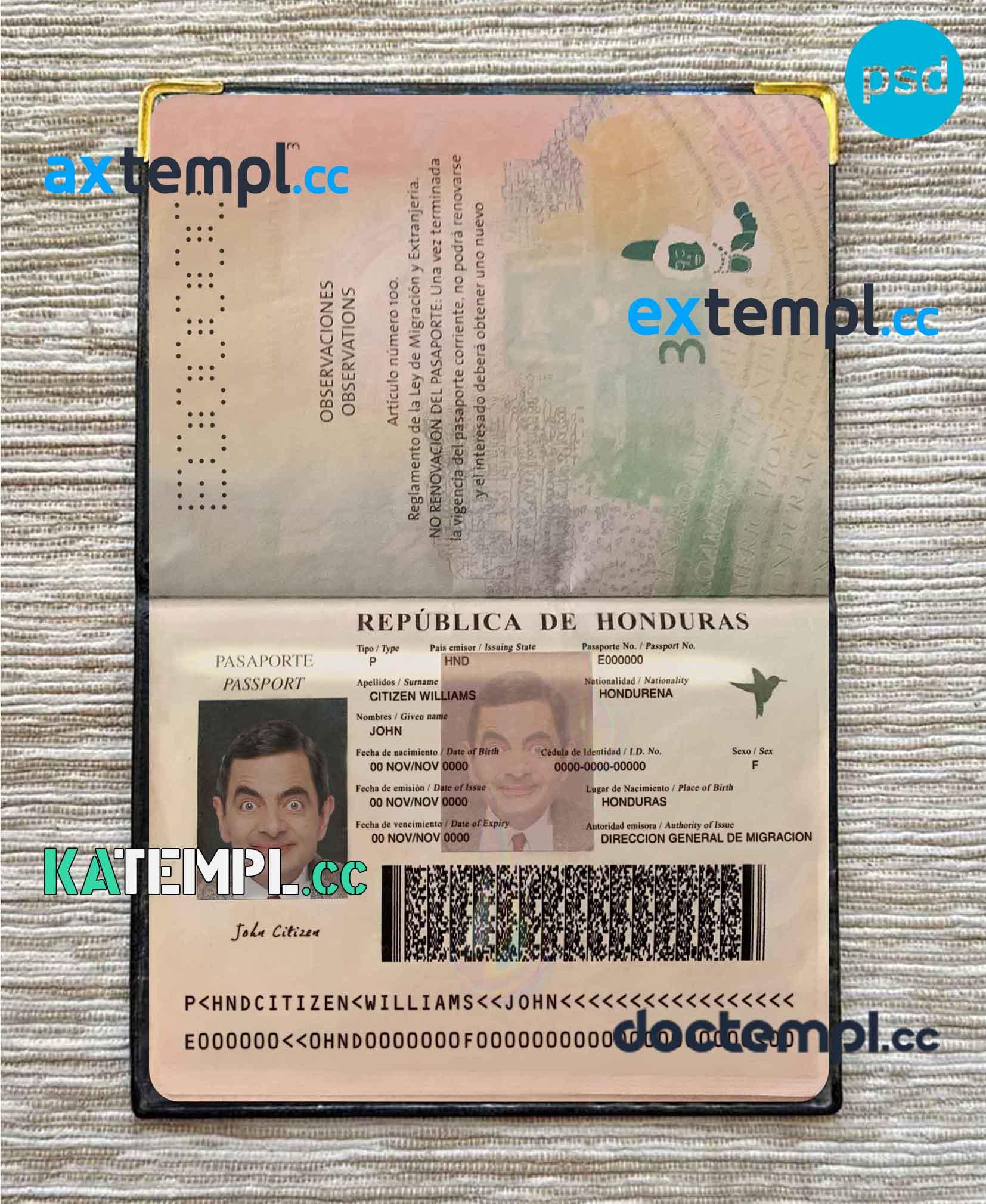 Sample Honduras Passport Editable PSD Files Scan And Photo Look Sample Honduras Passport Editable PSD Files Scan And Photo Look