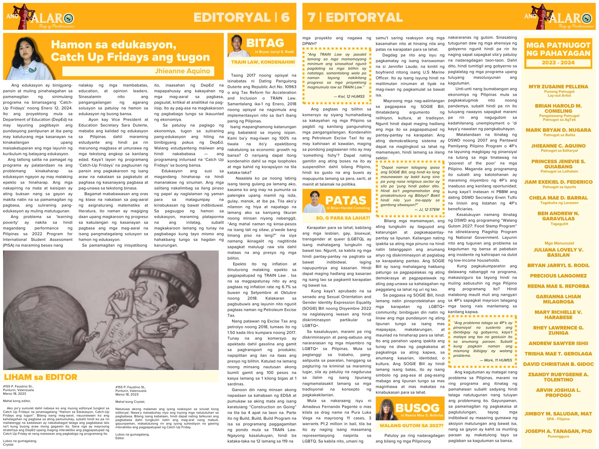 ANG TALARO - OPISYAL NA PAHAYAGANG PAMPAARALAN NG PUNTURIN SENIOR HIGH ...