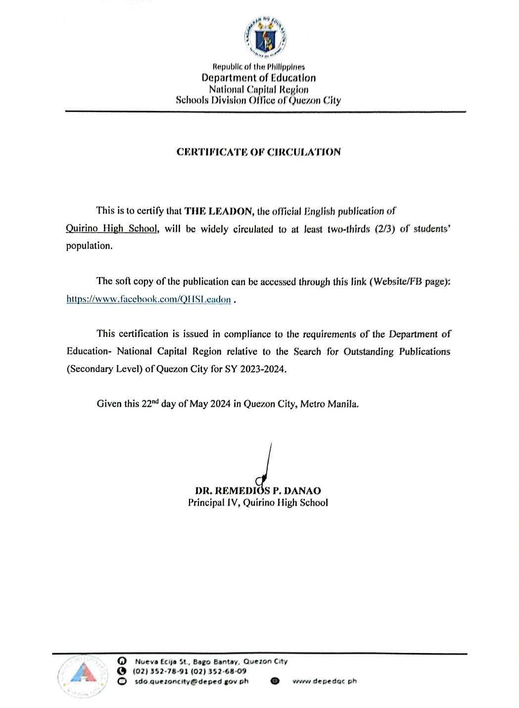 Certificate of Circulation by Phoebe Coroyen - Issuu