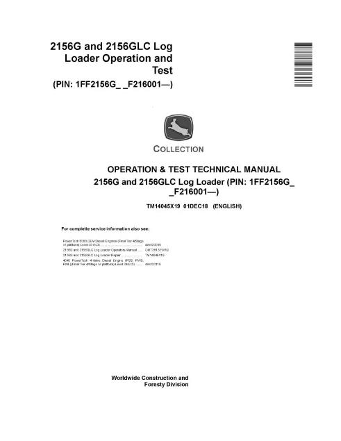 JOHN DEERE 2156G, 2156GLC (SN. F216001-) LOG LOADER TM14045X19 FREE ...