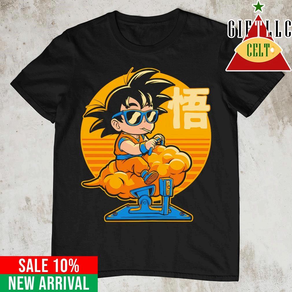 Goku on a coin operated Flying Nimbus ride cloud hero retro shirt by ...