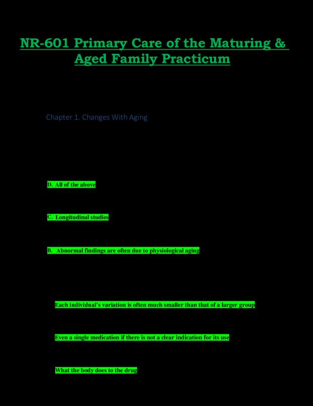 NR601 / NR-601 Question Bank (Chapter 1 - Chapter 19): Primary Care of ...