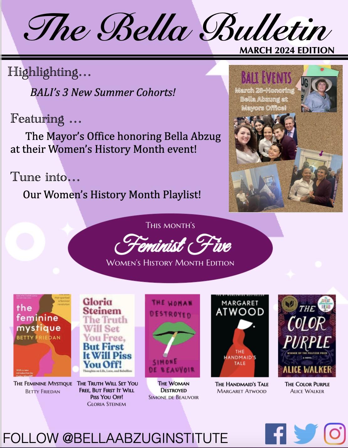 Woman's History Month Bella Bulletin Edition by Bella Abzug Leadership ...