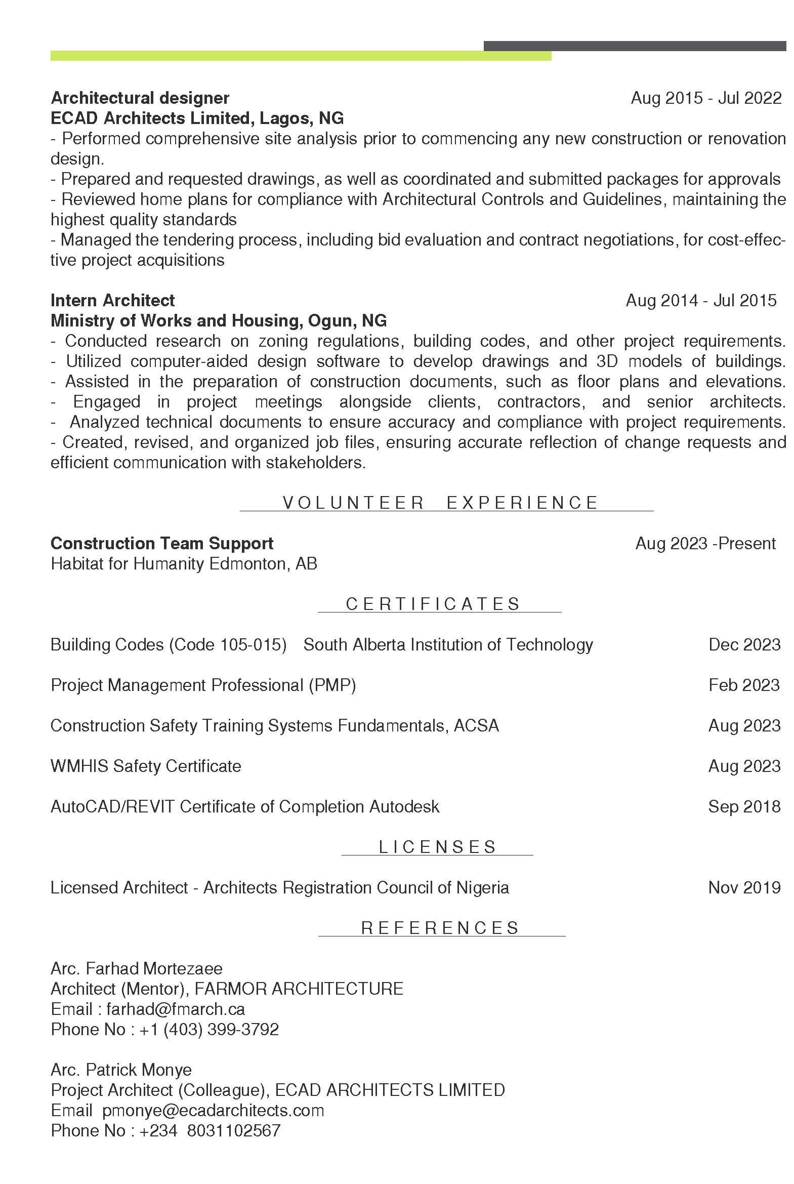 Modupeola (Moe) Amanokhai Architectural Resume & Portfolio by Ogunsakin ...