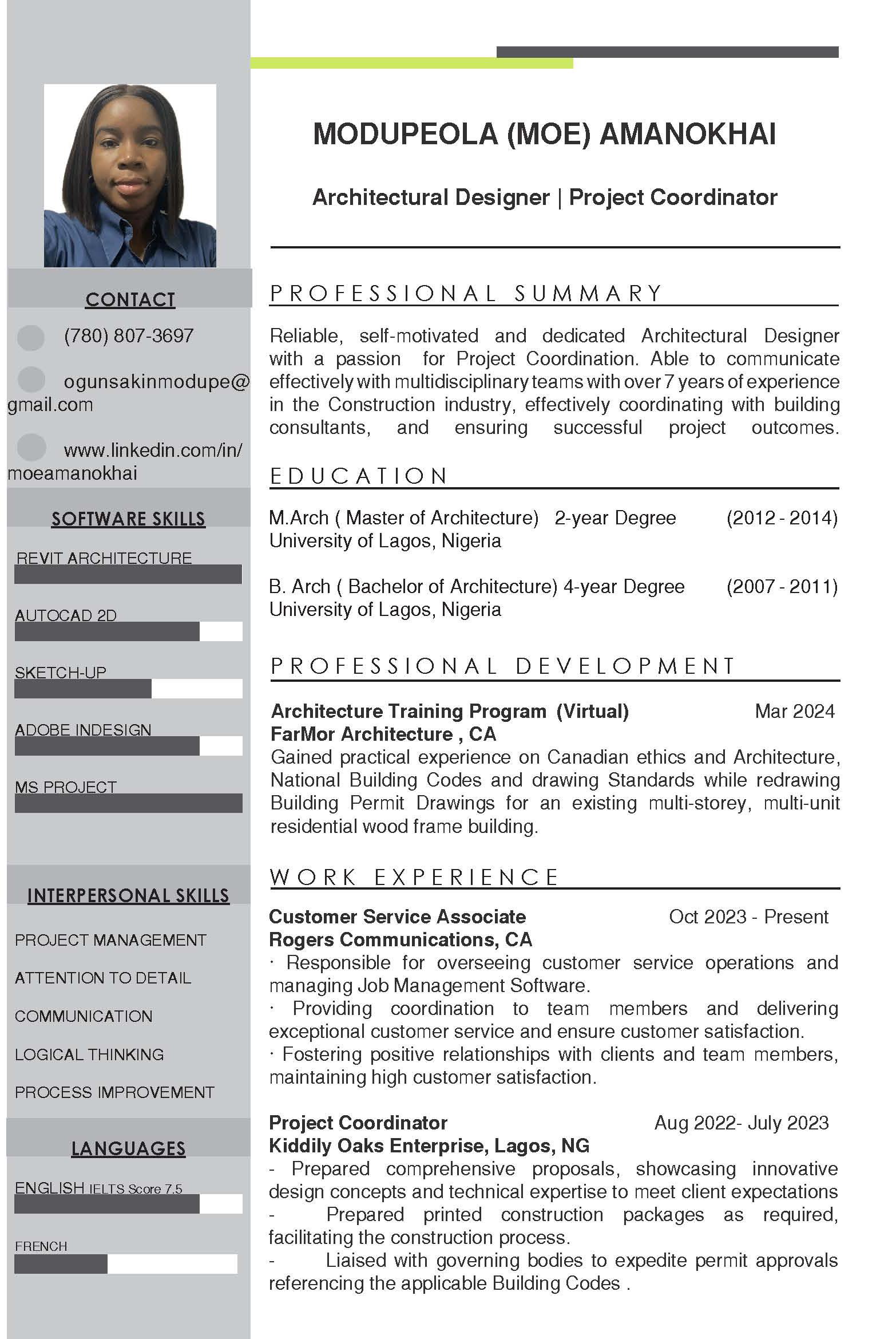 Modupeola (Moe) Amanokhai Architectural Resume & Portfolio by Ogunsakin Modupe - Issuu
