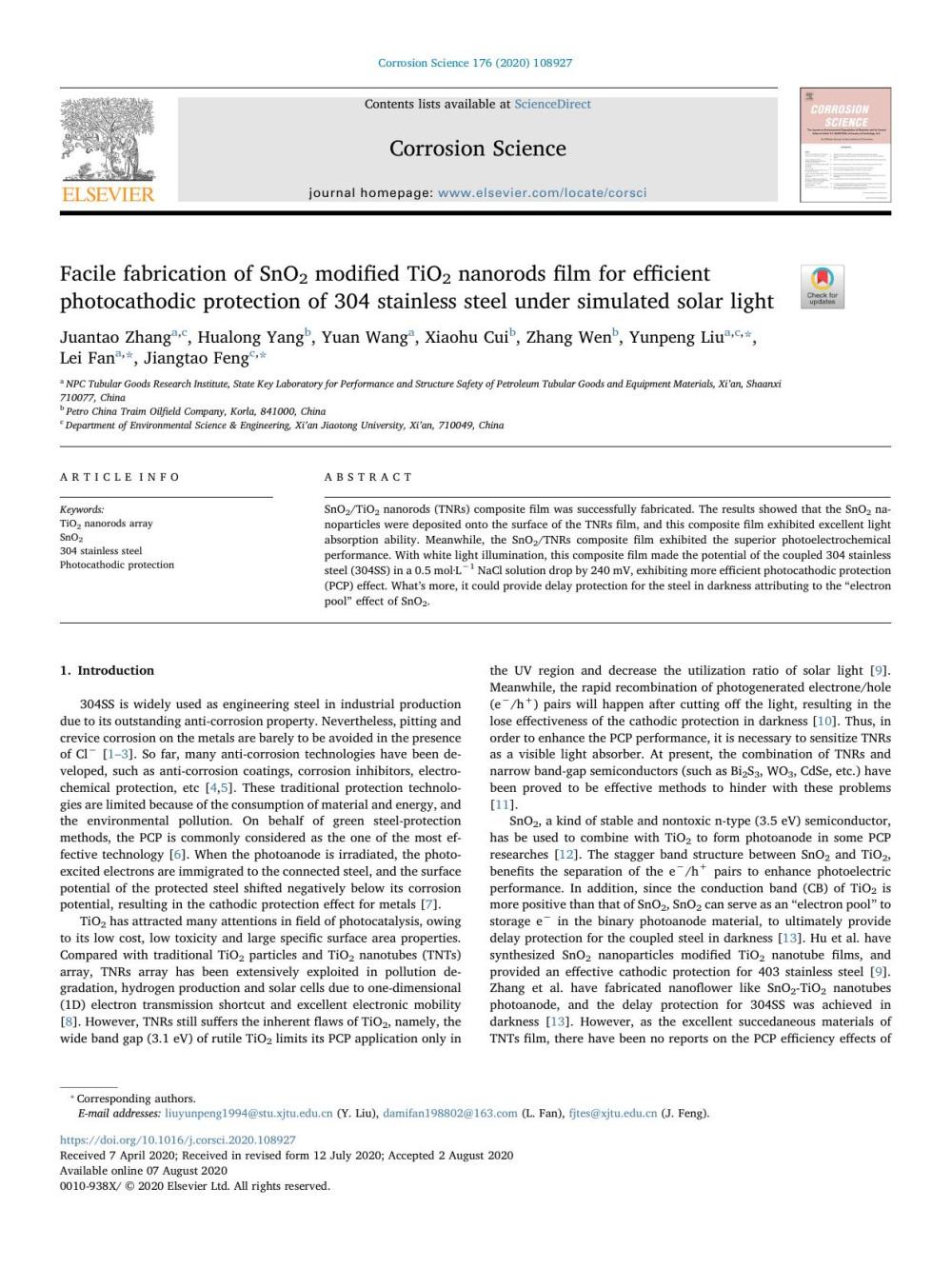 Facile fabrication of sno2 modified tio2 nanorods film for efficient ...