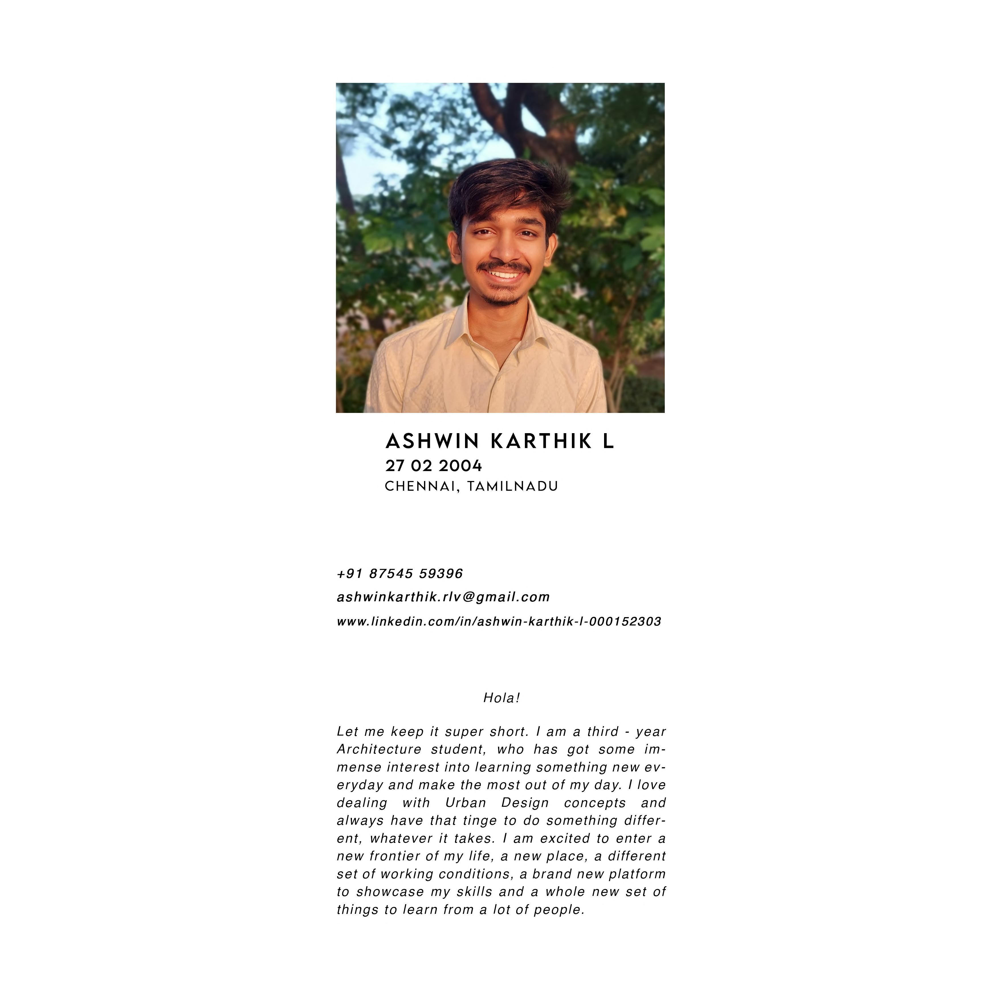 Ashwin Karthik L | Architecture Portfolio | 2024 | School of Planning and Architecture ...