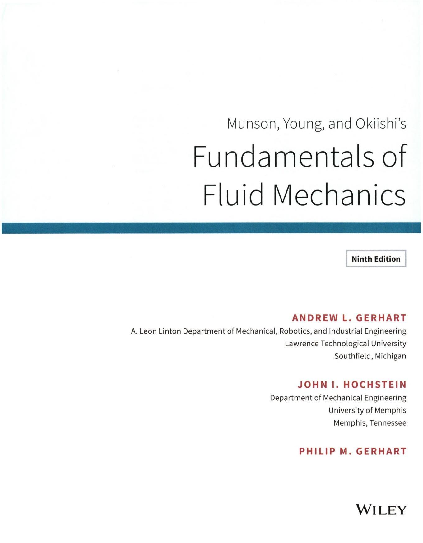 Munson young and okiishis fundamentals of fluid mechanics 9th edition philip m gerhart by ...