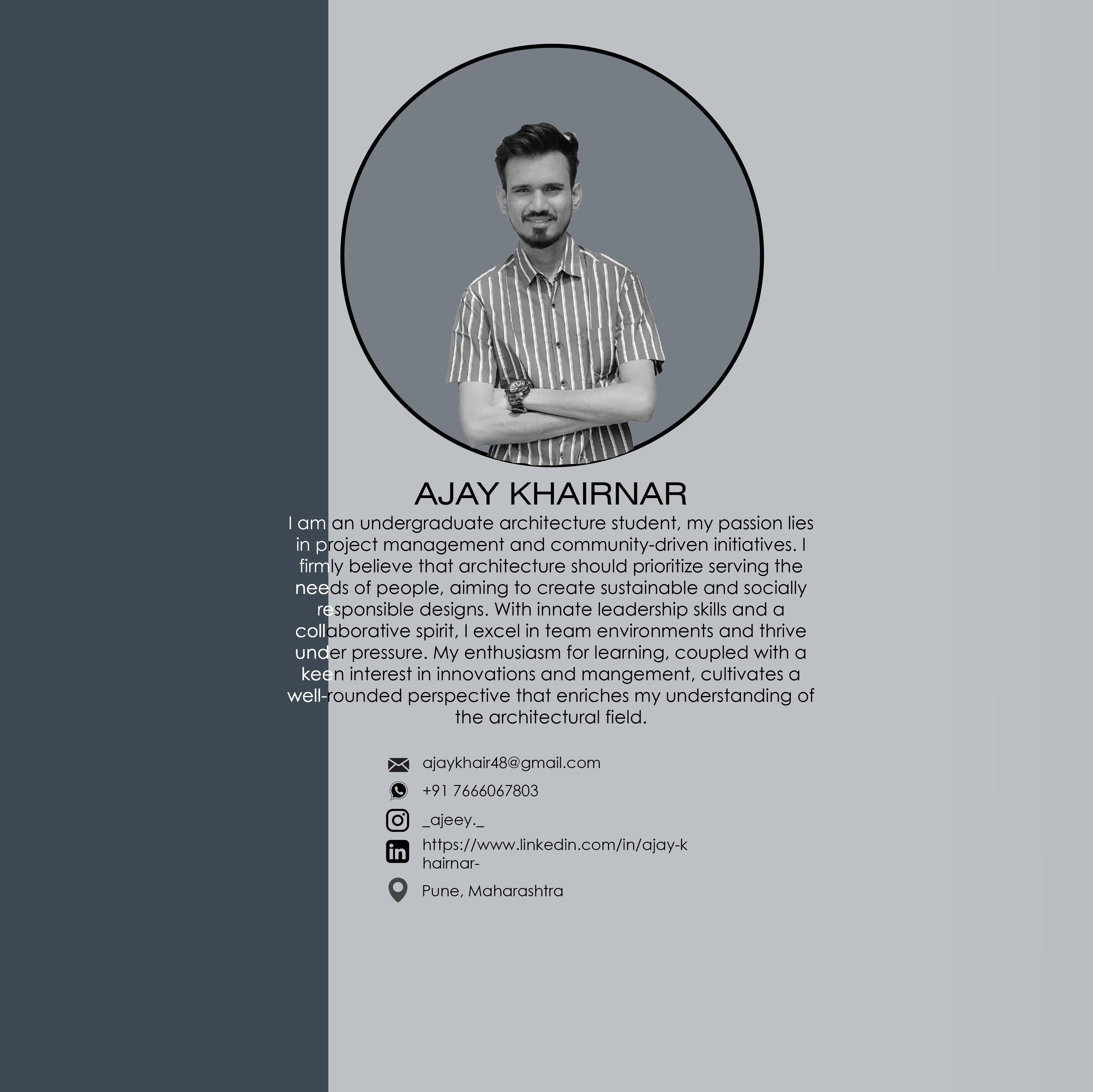 Ajay Khairnar - Architectural Portfolio I SMEF'S Brick School of Architecture by ajaykairnar - Issuu