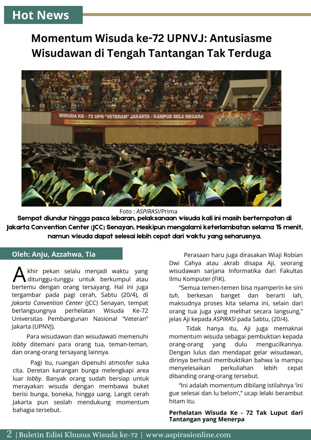 Buletin Edisi Khusus Wisuda Ke-72 LPM ASPIRASI by LPM ASPIRASI - Issuu