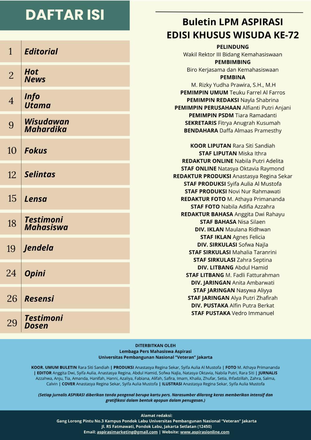 Buletin Edisi Khusus Wisuda Ke-72 LPM ASPIRASI by LPM ASPIRASI - Issuu