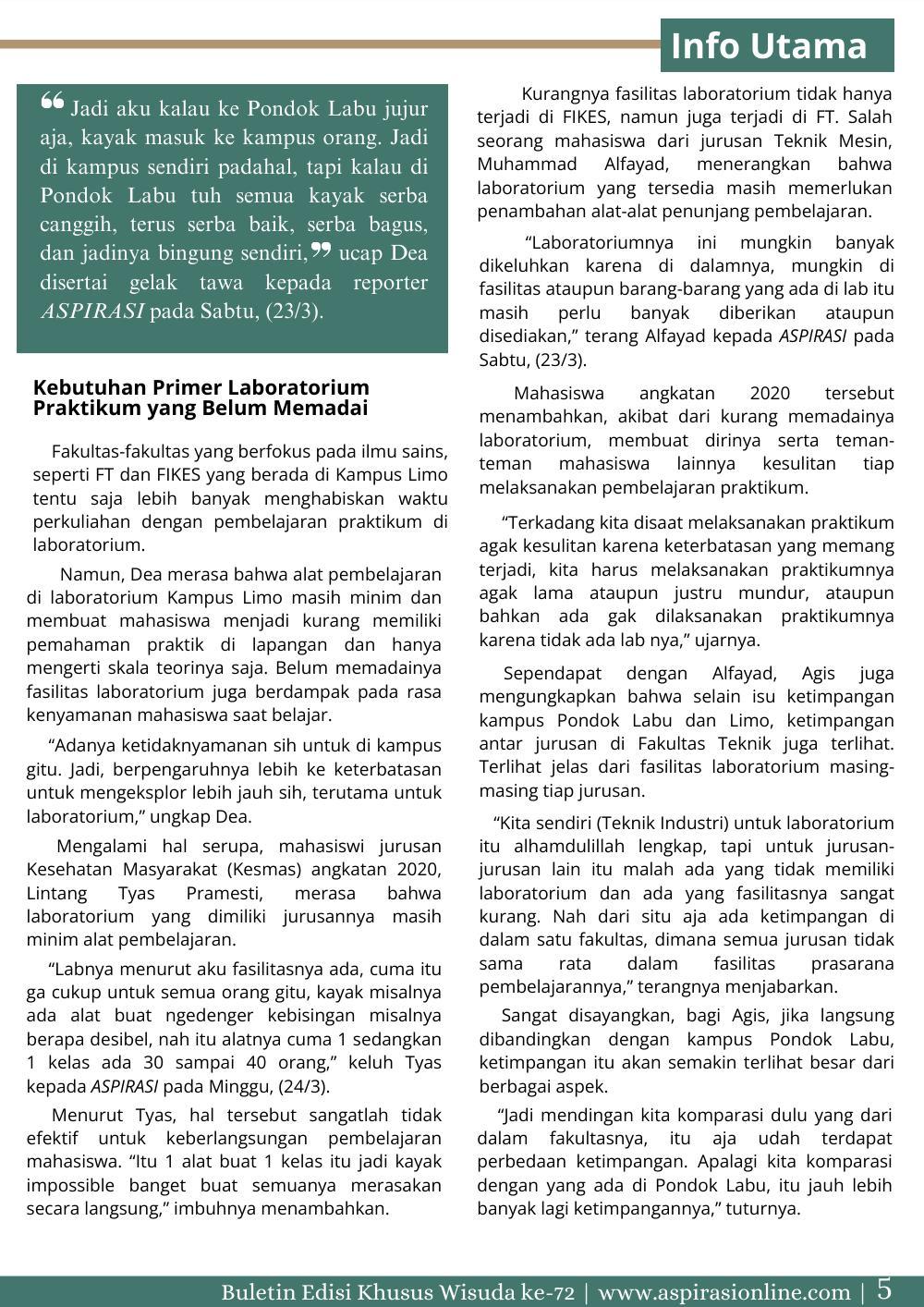 Buletin Edisi Khusus Wisuda Ke-72 LPM ASPIRASI by LPM ASPIRASI - Issuu