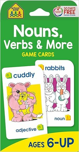 (FREE (PDF) School Zone - Nouns, Verbs & More Game Cards - Ages 6 ...