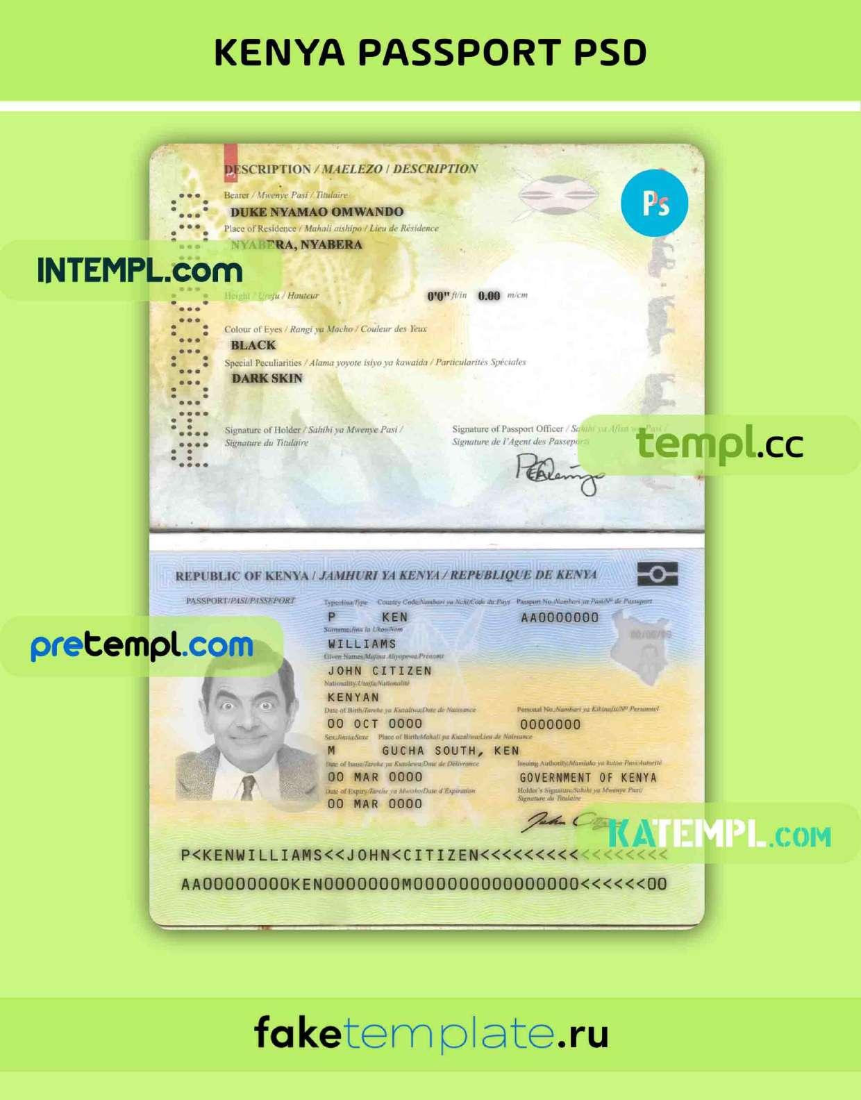 Kenya passport PSD download template, 2017-present by Inttemppl - Issuu