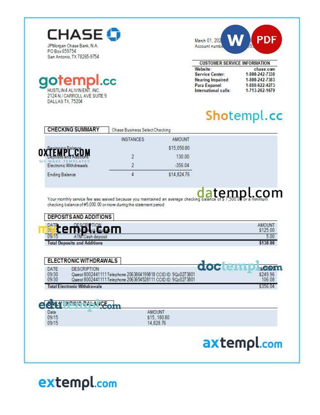 Chase bank corporate checking account statement Word and PDF template by Shooteempl - Issuu