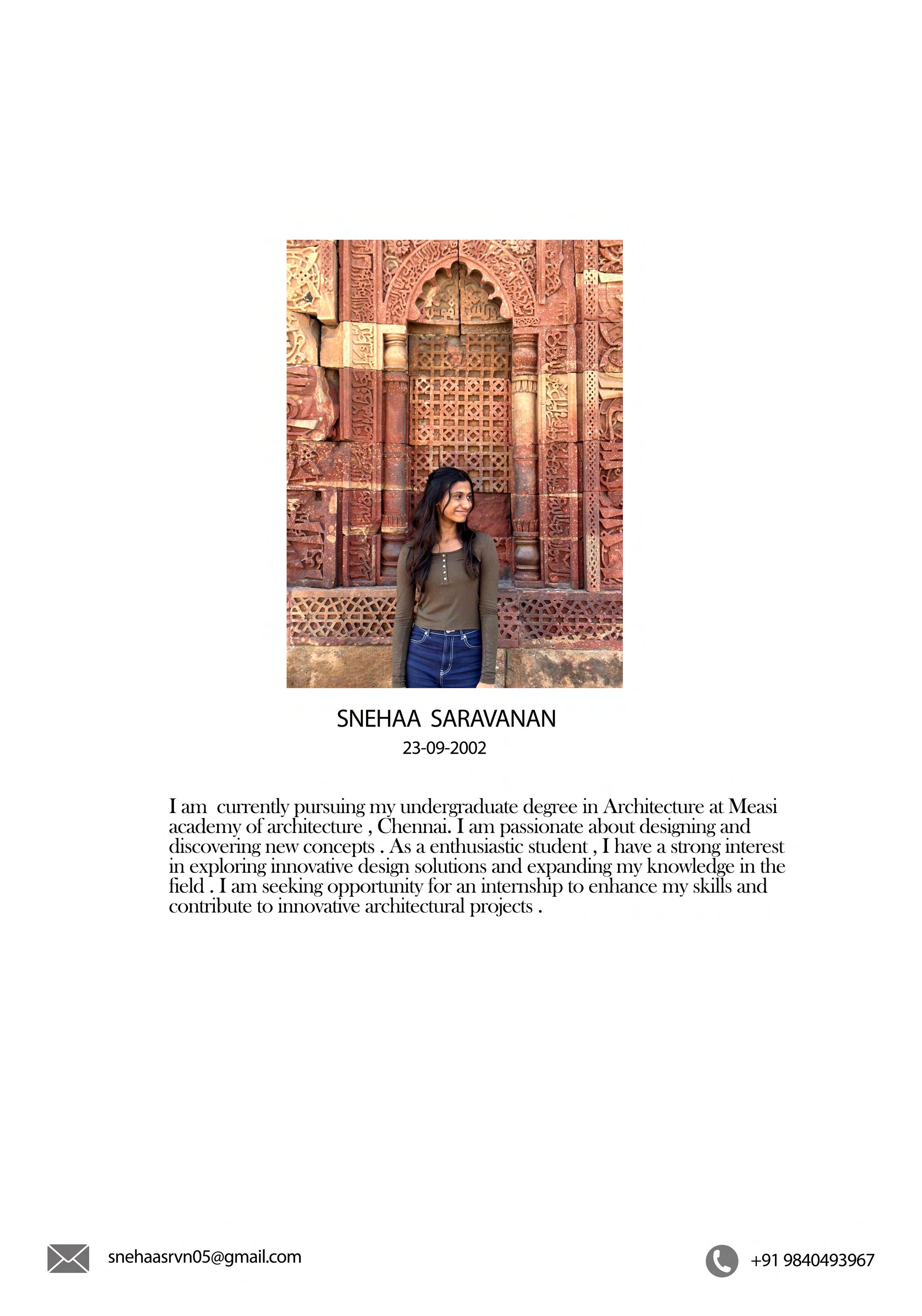 Snehaa | Architectural Portfolio | Measi Academy Of Architecture by SNEHAA SARAVANAN - Issuu