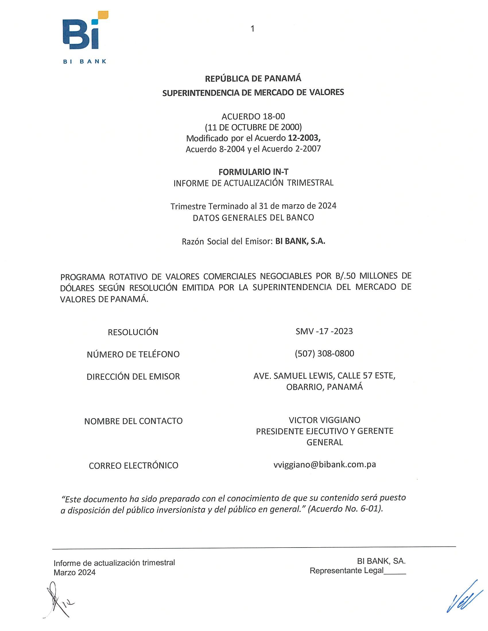 BiBank-Informe de Actualizacion Trimestral 31 Mar 24/Público by ...