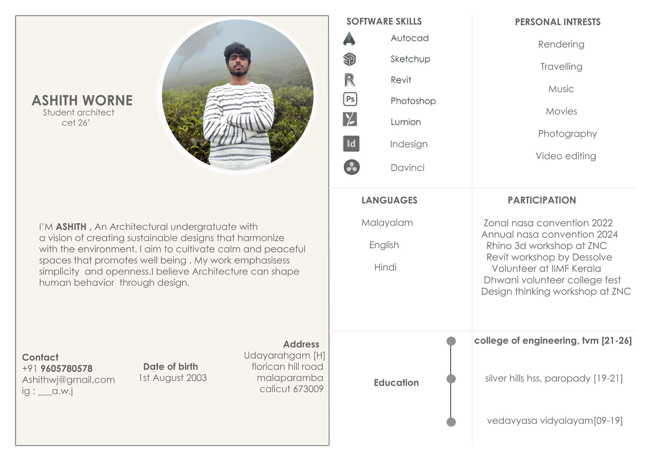 UG PORTFOLIO | ASHITH WORNE JOSE | CET by Cettvm - Issuu