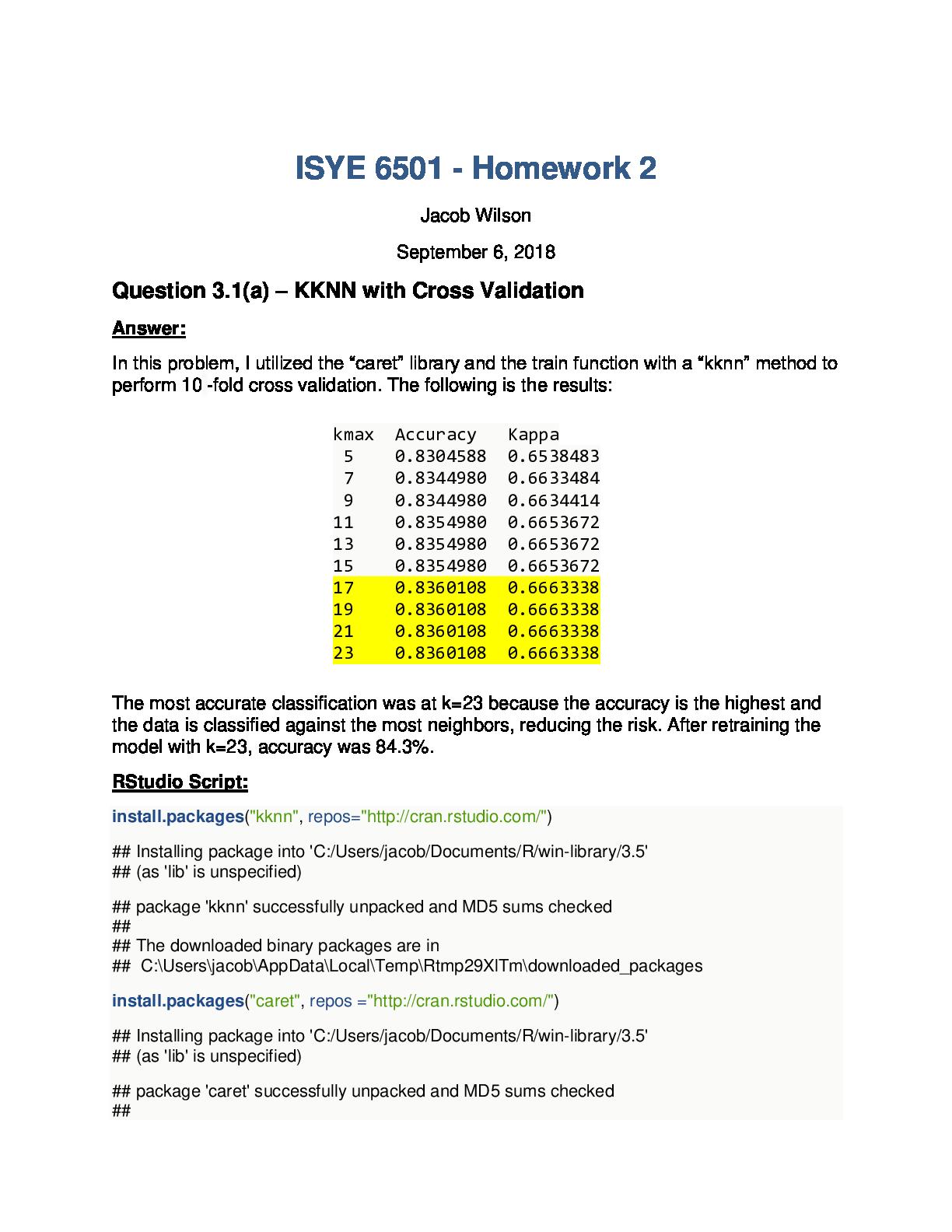 Georgia Institute Of Technology ISYE 6501 Homework 2 (Complete Solution ...