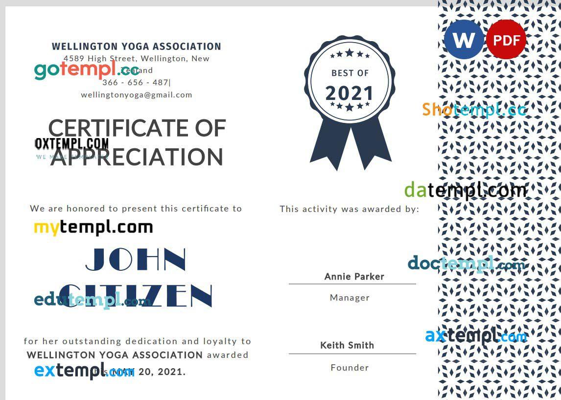 USA Customer Appreciation Certificate template in Word and PDF format, version 2 by Doctemmpl ...