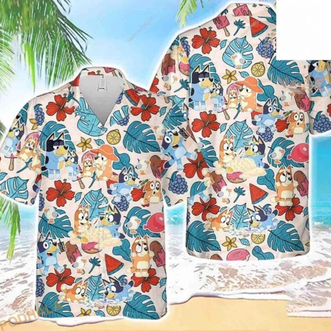 Bluey Summer Family Hawaiian Shirt, Bluey Dad Button Up Shirt by ...