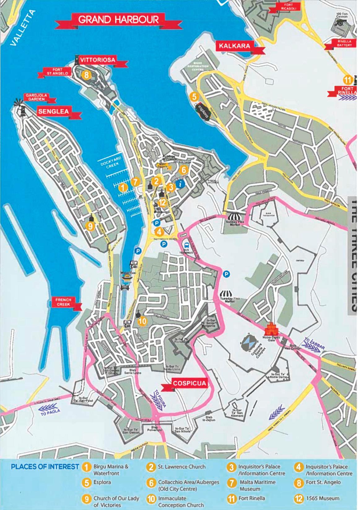 Malta Map | Three Cities by Malta Tourism Authority - Issuu
