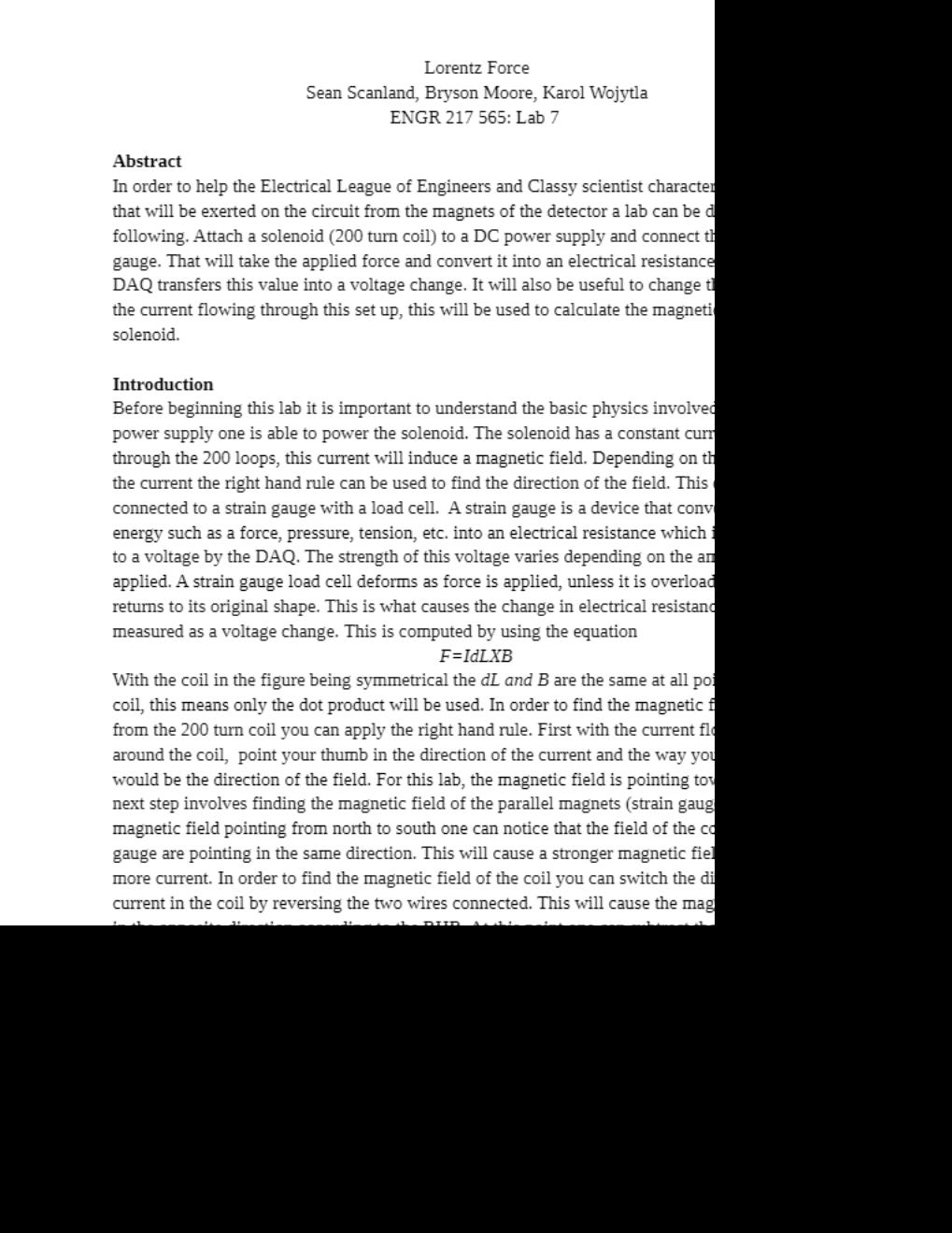 Lorentz Force ENGR 217 565: Lab 7 by testbankfor.store - Issuu