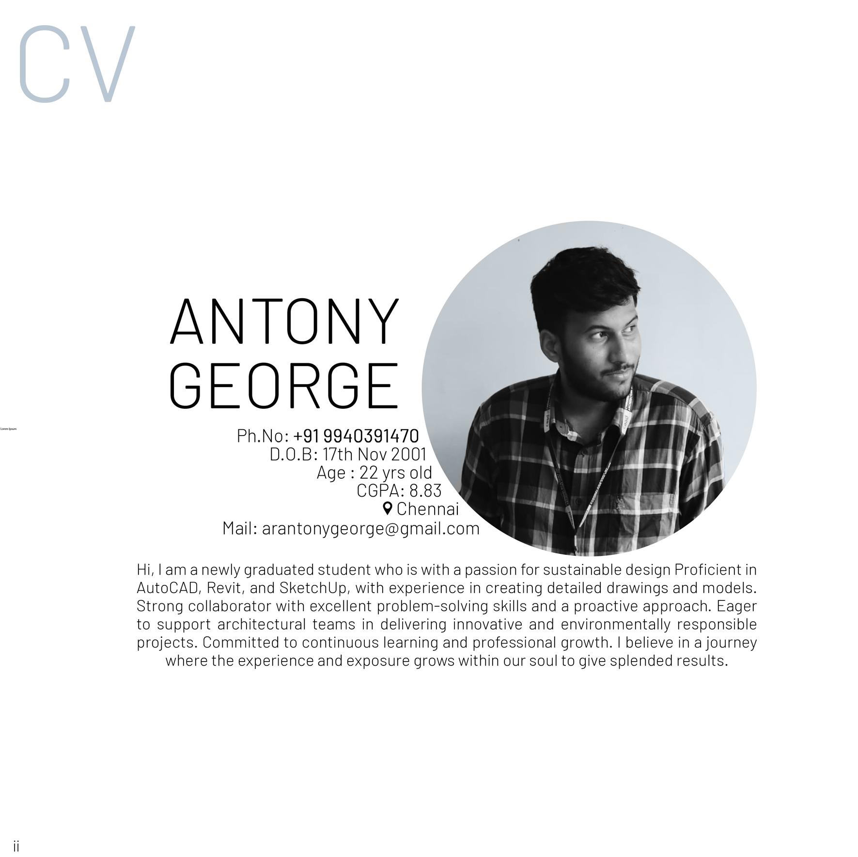 Architecture Portfolio | Antony George | CAAD by Ar.Antony George - Issuu