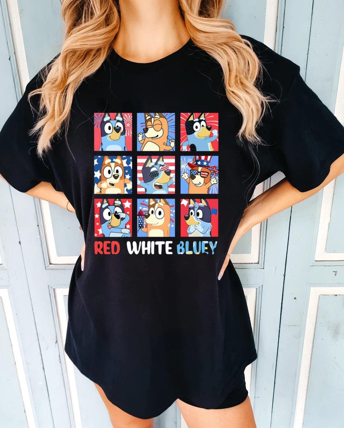 Bluey Family 4th Of July Red White And Bluey Shirt American Flag ...