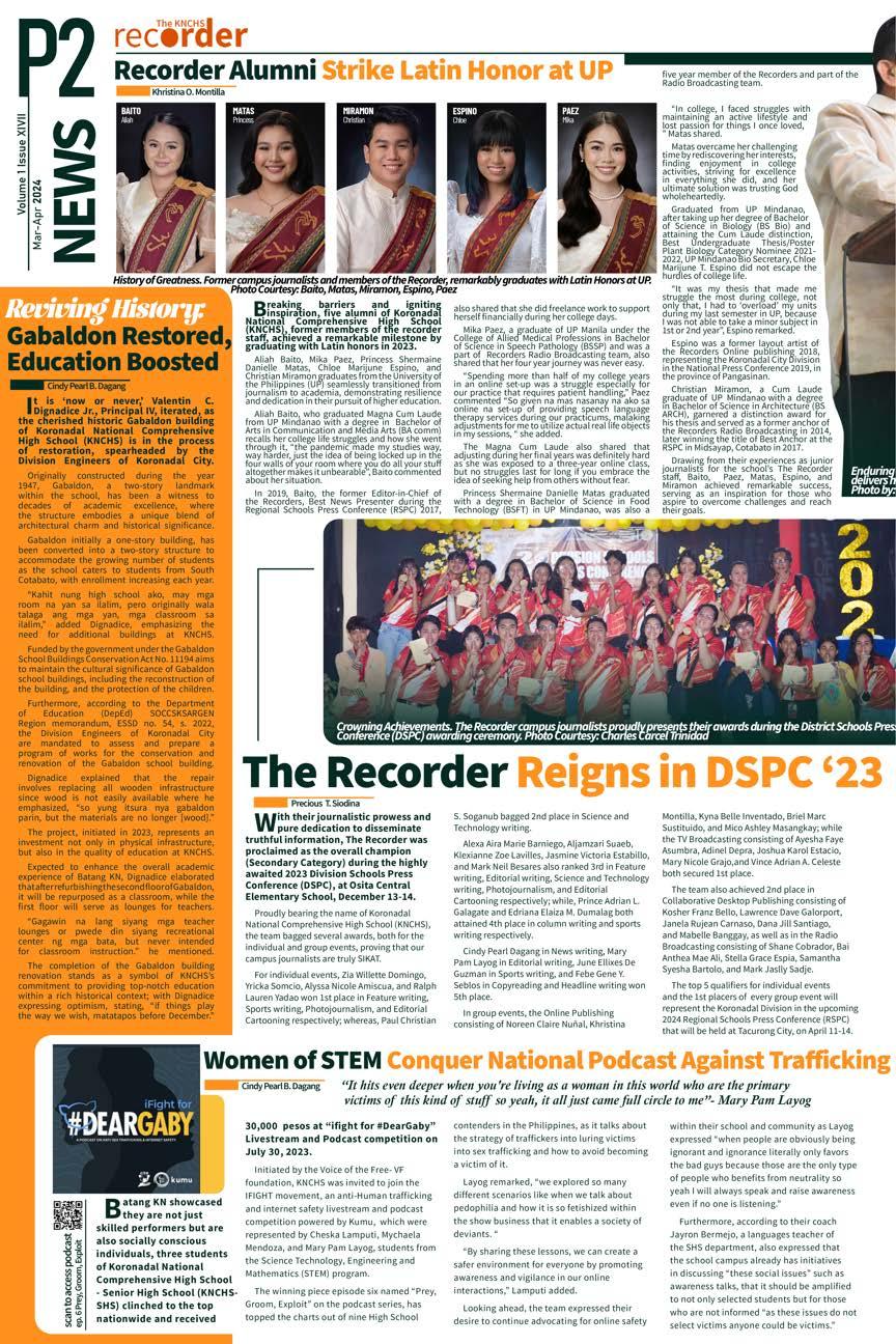 The KNCHS Recorder Vol. LXXI Issue 1 by The KNCHS Recorder - Issuu