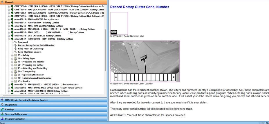 John Deere MX5, MX6, MX7 Rotary Cutter (SN. 030000, 050000, 020500) Operator's Manual OMP75090 ...