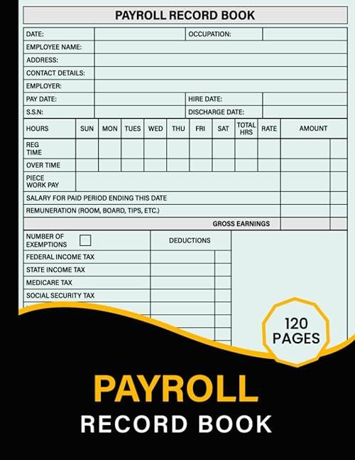 ️(download)⚡️ Payroll Record Book: Simple Weekly Employee Payroll Log ...