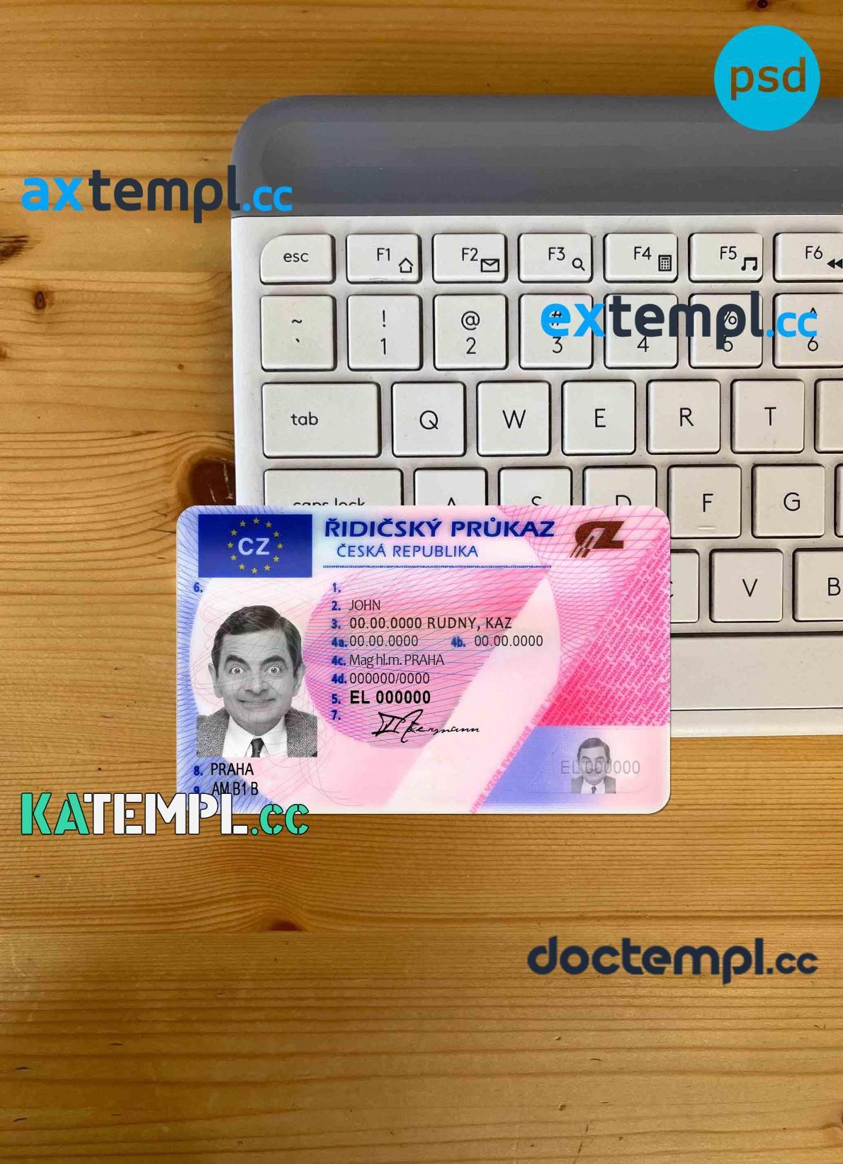 Czech driving license PSD files, scan look and photographed image, 2 in ...