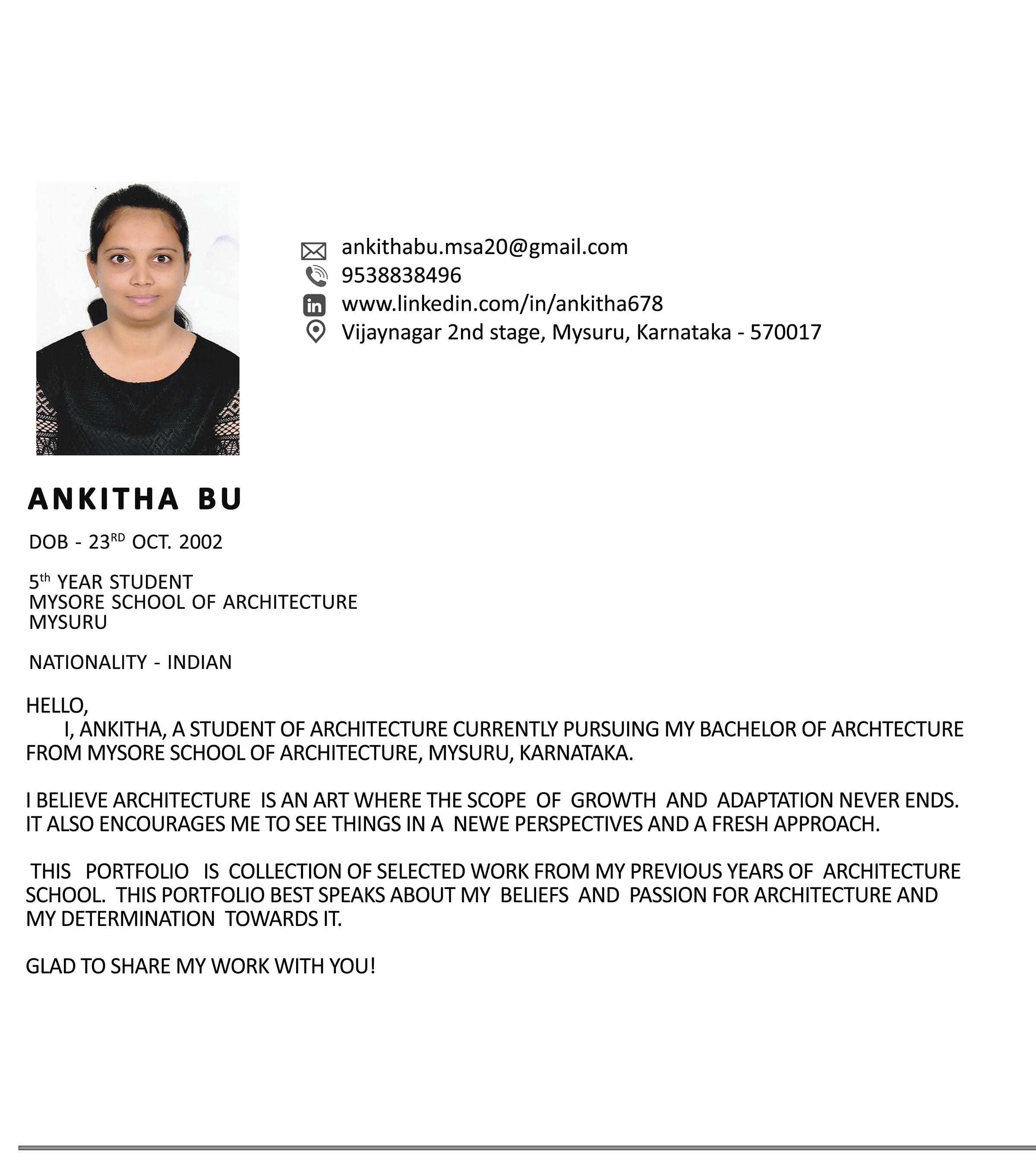 B Arch Portfolio by Ankitha B U MSA - Issuu