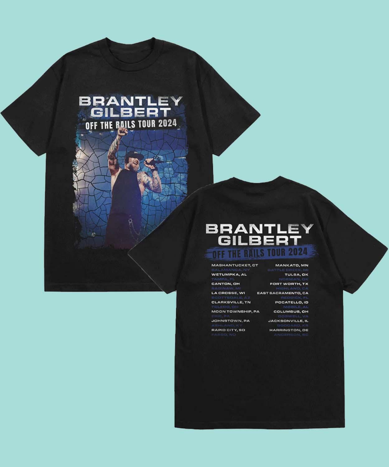 Brantley Gilbert Merch Off The Rails Tour 2024 Photo Tee - Newest ...