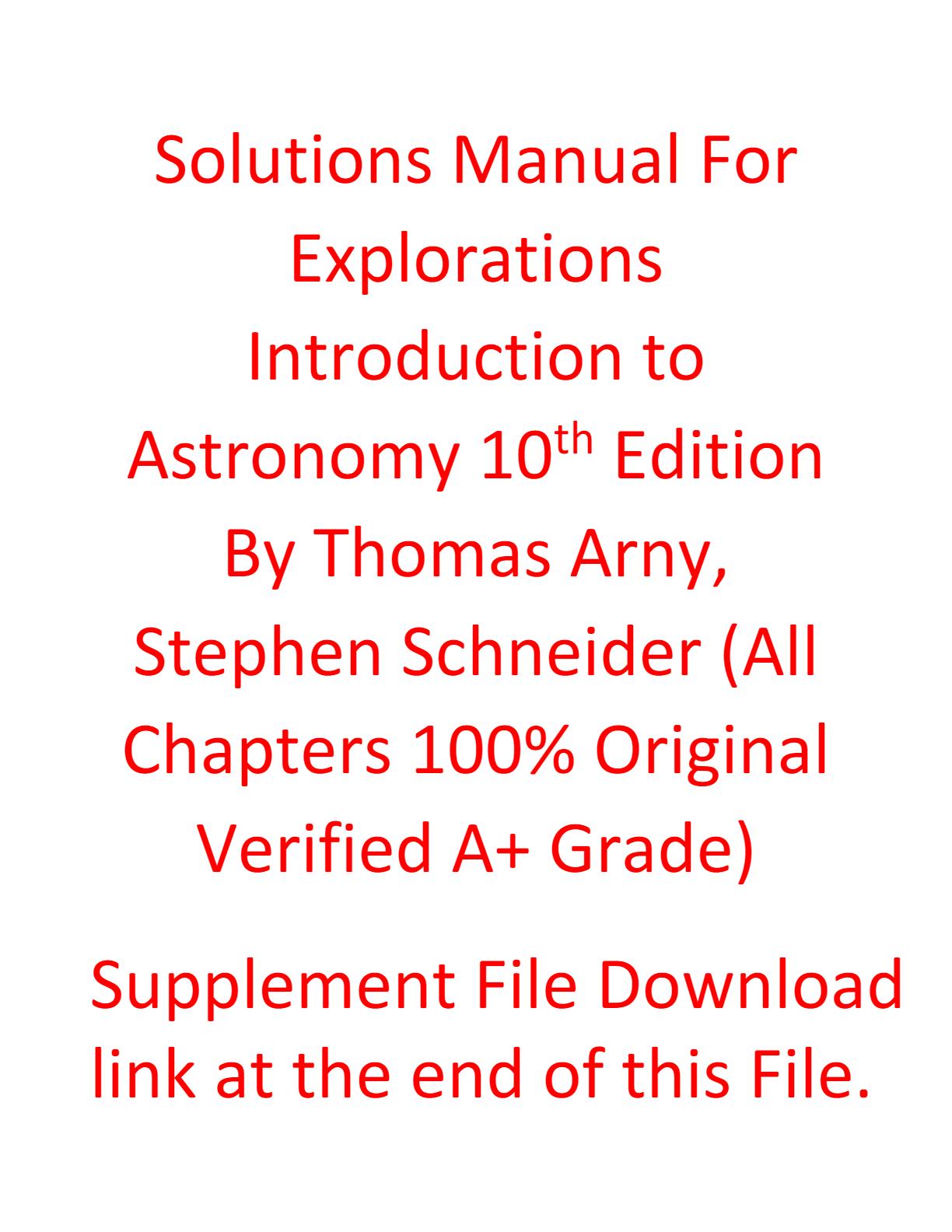 Solutions Manual For Explorations Introduction to Astronomy 10th Edition By Thomas Arny, Stephen ...