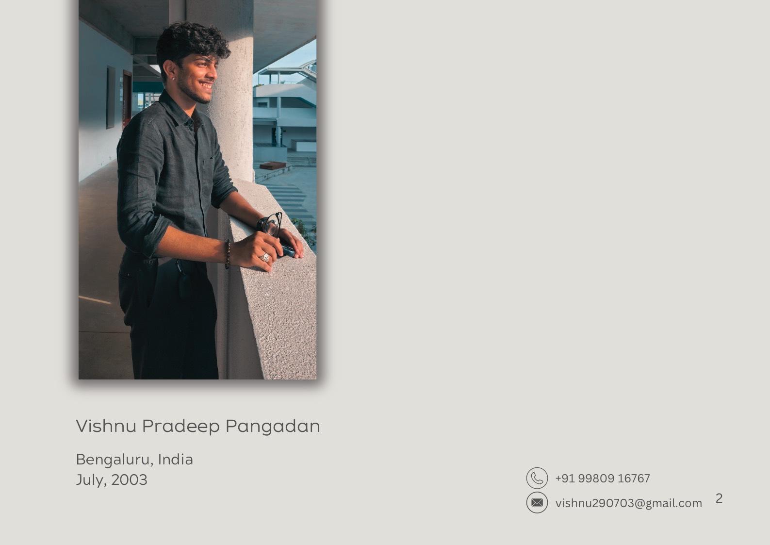 Vishnu Pradeep Pangadan Internship Portfolio 2021-2024 (Manipal School of Architecture and ...