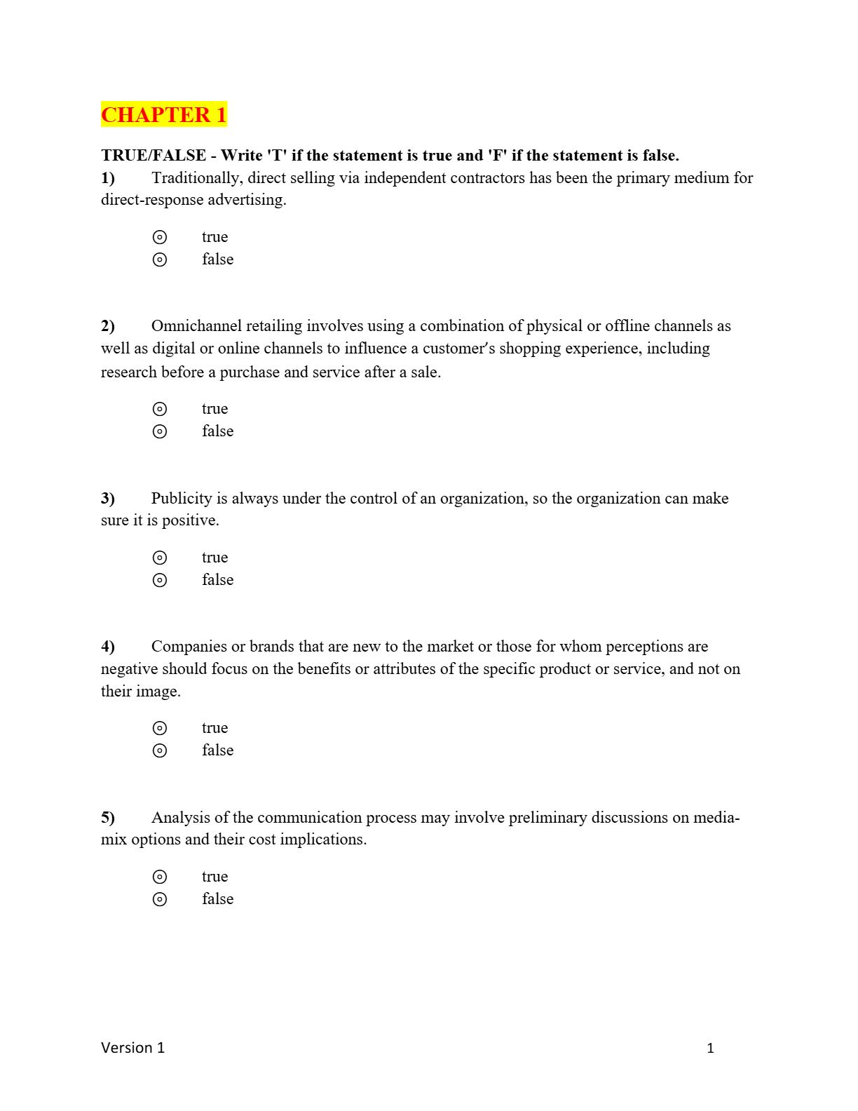 Test Bank for Advertising and Promotion An Integrated Marketing ...