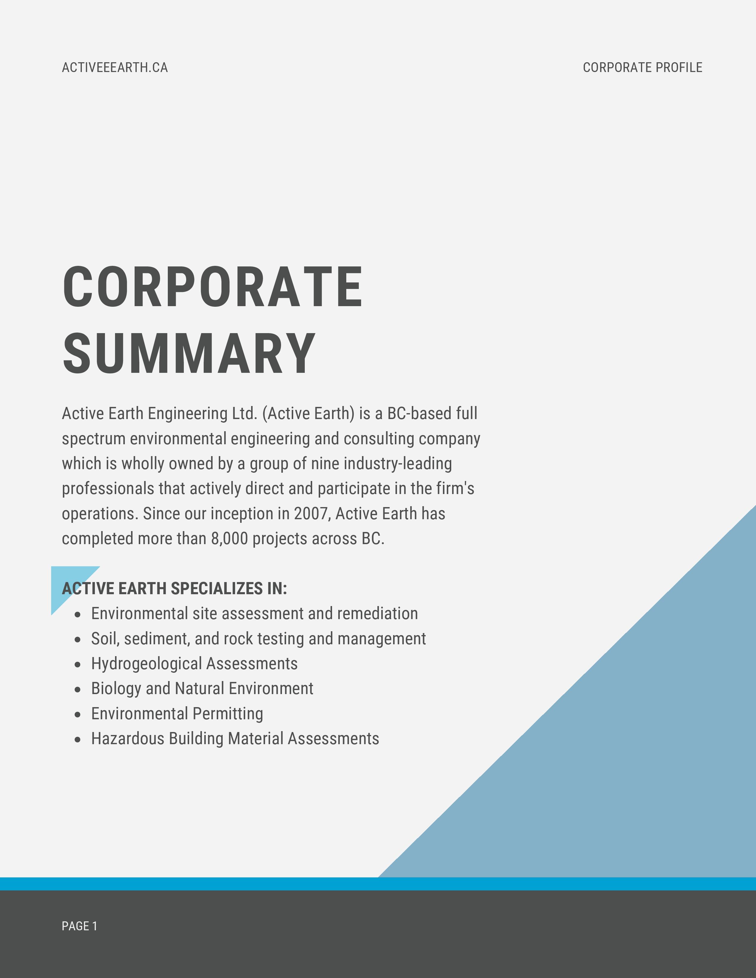 Active Earth Environmental Corporate Profile by Swank Creative Inc. - Issuu