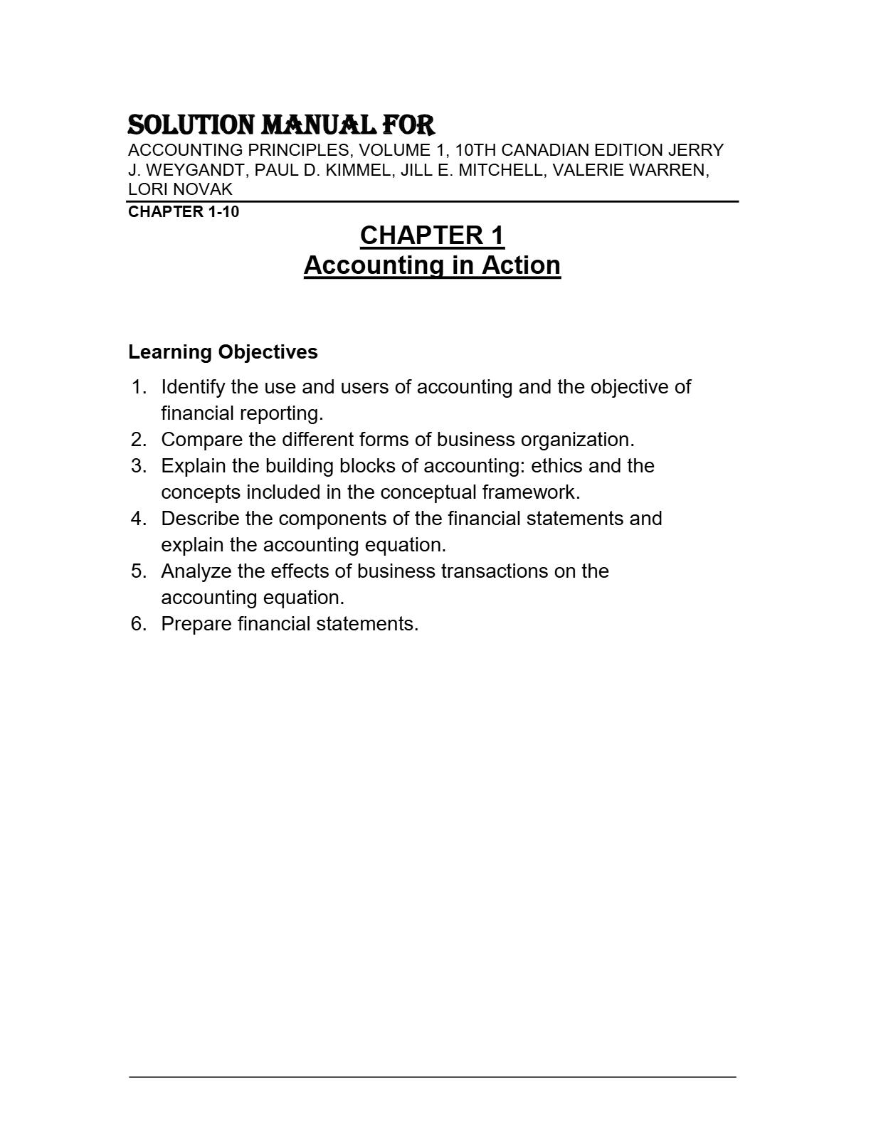 Solution Manual For Accounting Principles, Volume 1, 10th Canadian ...