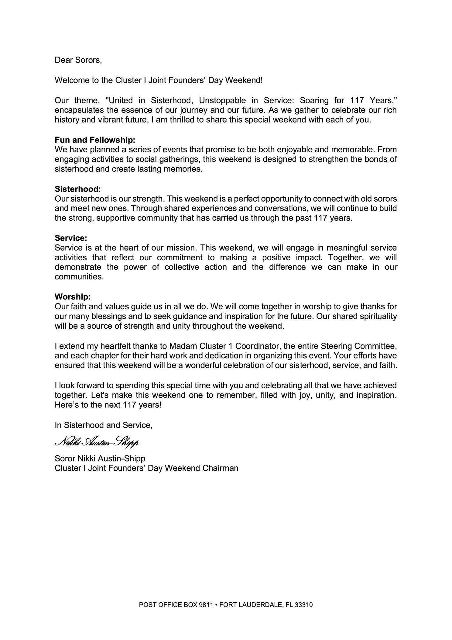 2025 South Atlantic Region - Cluster I Founders' Day Observance Weekend ...