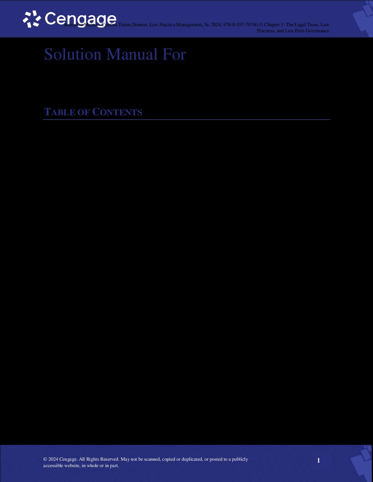 Solution Manual For Law Practice Management, 5th Edition by Cynthia Traina Donnes, J.D., M.A ...