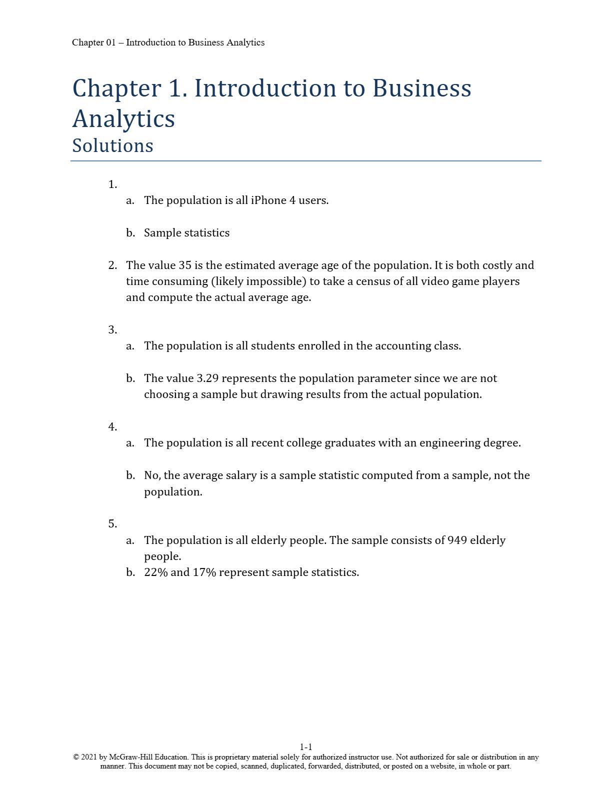 Solution Manual for Business Analytics 1st Edition by Sanjiv Jaggia, Kelly, Lertwachara, Chen by ...