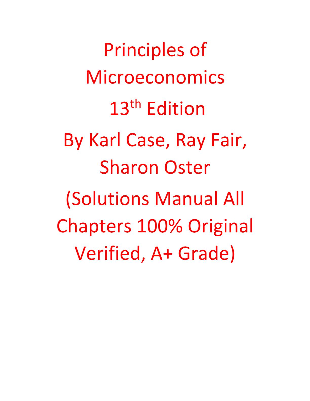 Solutions Manual For Principles of Microeconomics 13th Edition By Karl ...