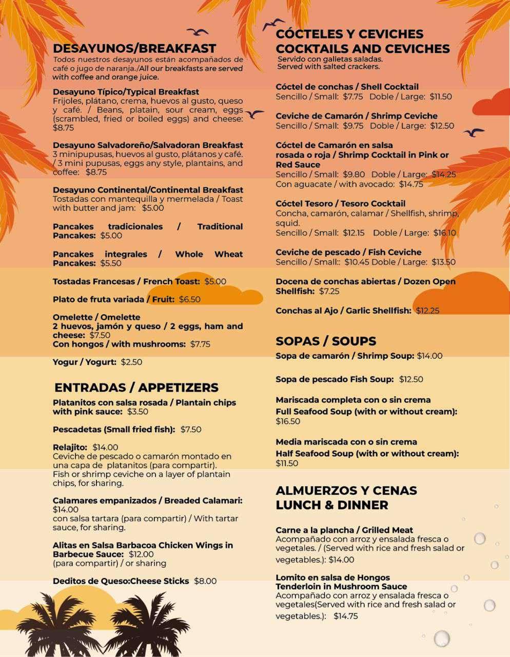 MENÚ - TESORO BEACH by Hotel Tesoro Beach - Issuu